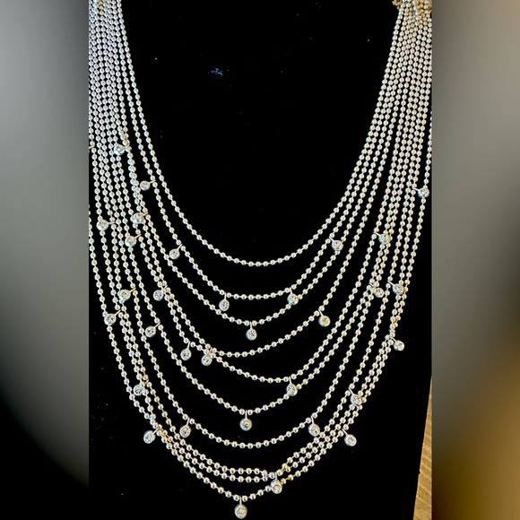 Jewelry | Necklace Waterfall Design Beaded Wcrystals Dangling 1 Strands ...